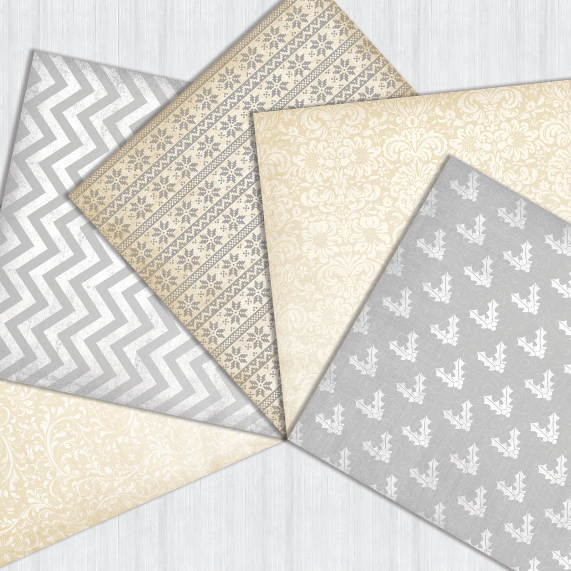 Vintage Christmas Digital Paper Pack Instant Download Silver - Etsy