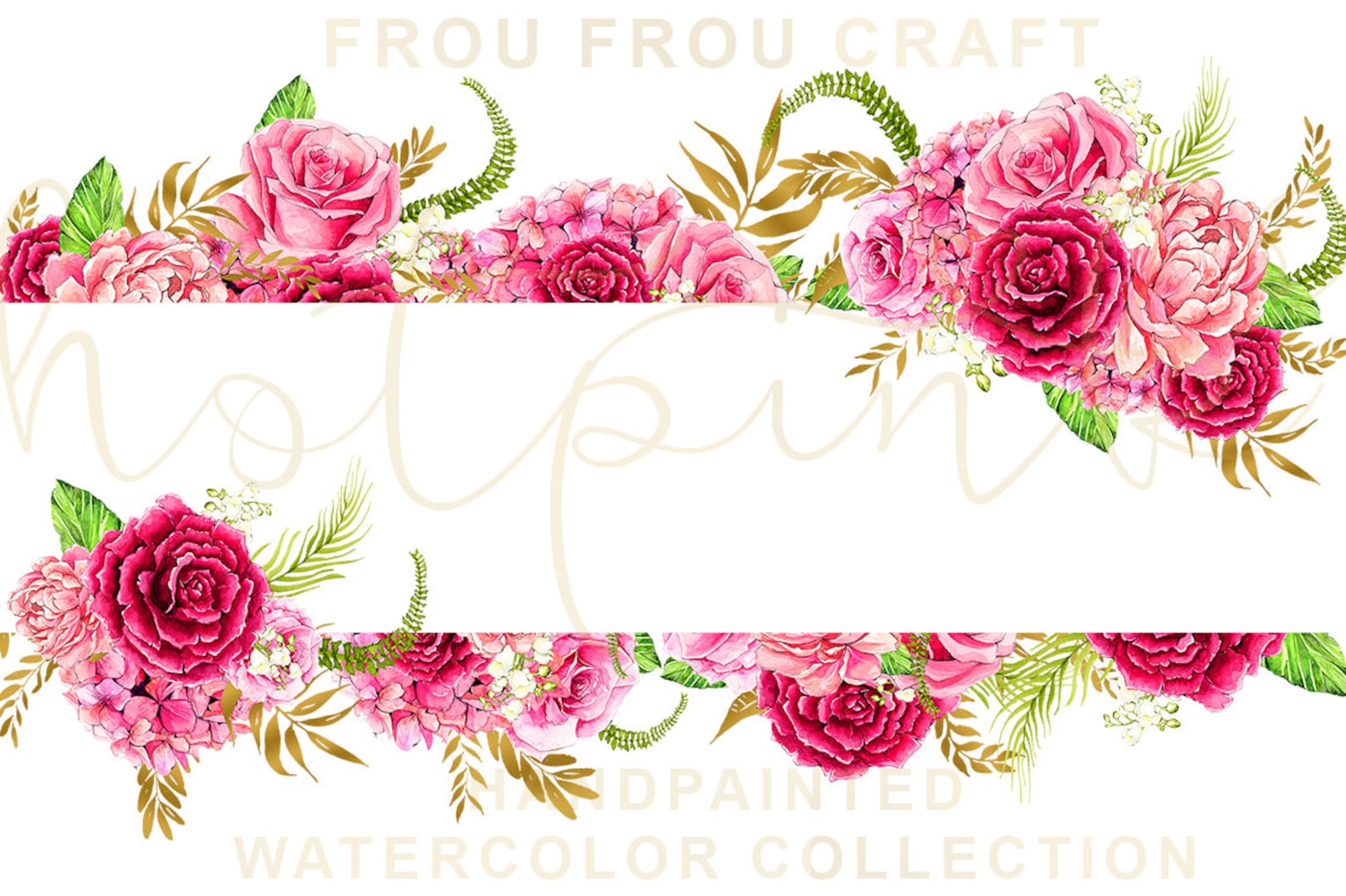 Roses Clip Art Wedding Invitation DIY Pack Hot Pink Flowers - Etsy