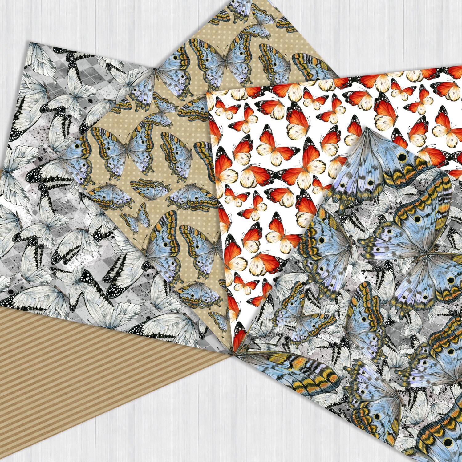 Butterflies Digital Paper Pack Watercolor Seamless Patterns - Etsy