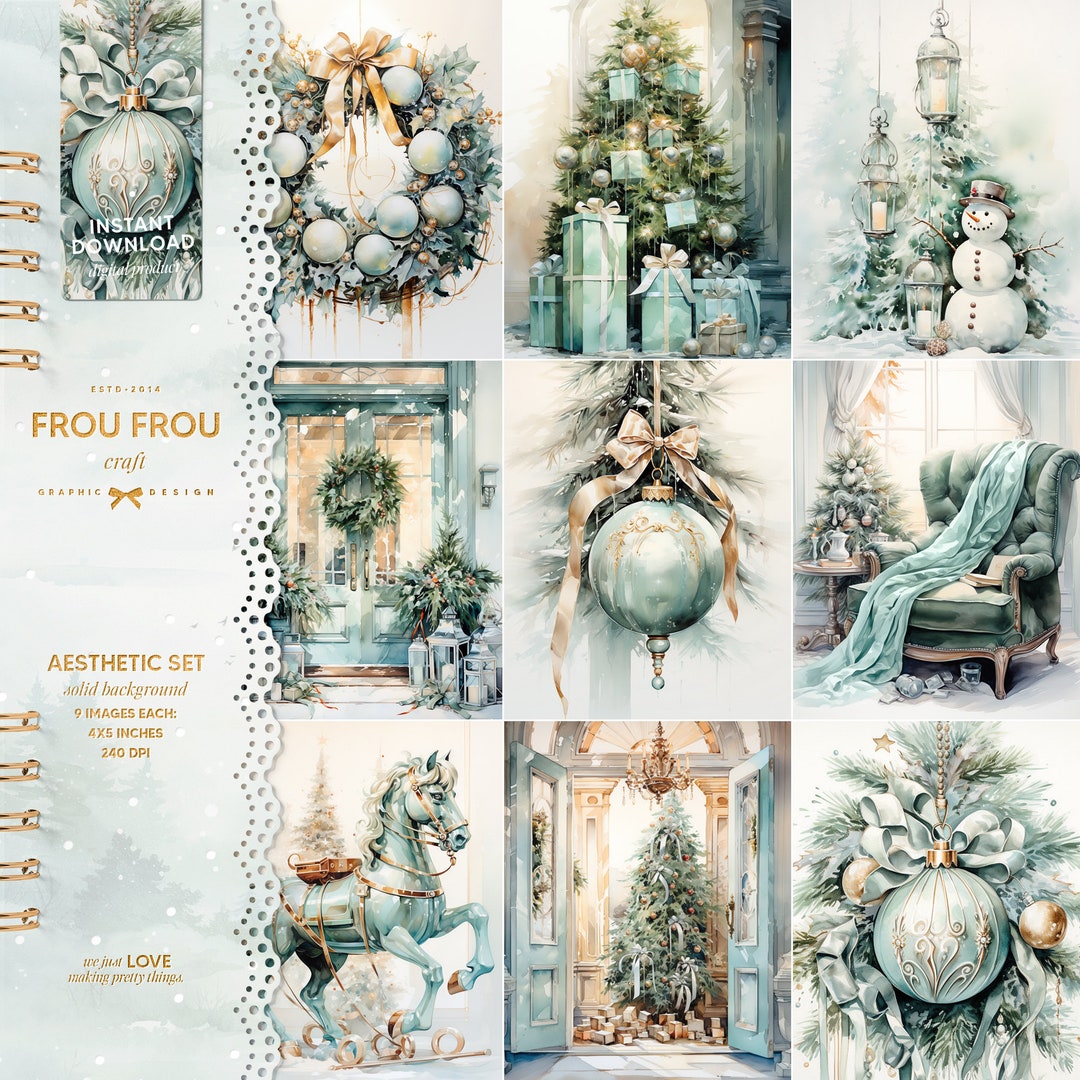 Pastel Christmas Planner Stickers - Festive Holiday Clip Art - Mint ...