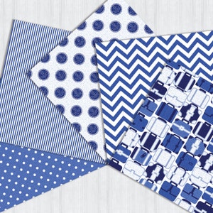 Blue Summer Digital Paper Pack Instant Download Sea Holiday White Navy ...