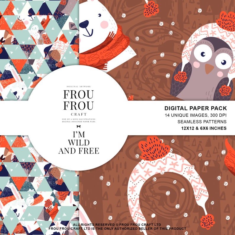 Cute Woodland Paper Pack Nursery Digital Paper Pack Pastel | Etsy