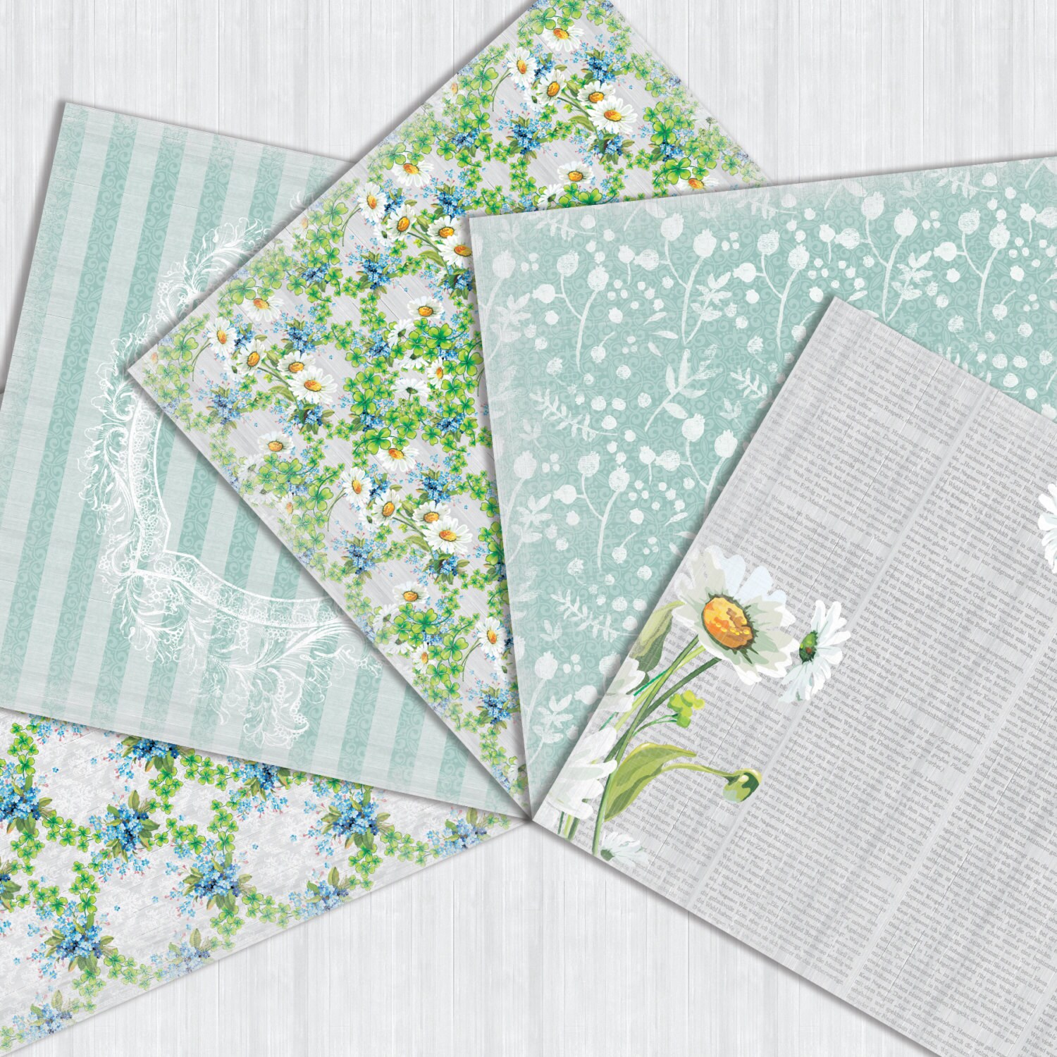 Forget Me Not Digital Paper Pack Instant Download Daisy Blue - Etsy