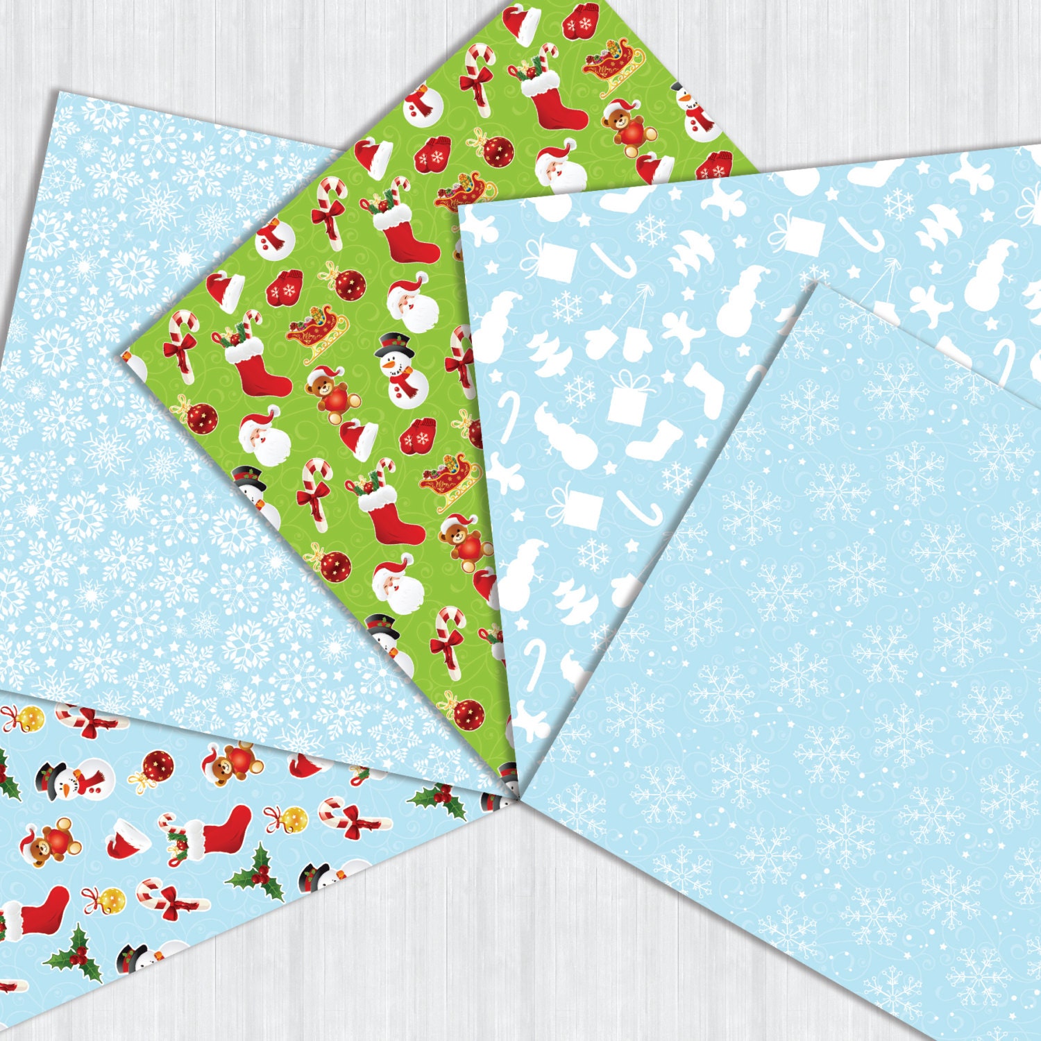 Cute Christmas Digital Paper Pack Instant Download Santa - Etsy