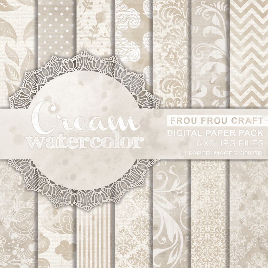 Cream Watercolor Digital Paper Pack Instant Download Pastel - Etsy