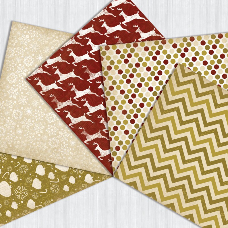 Vintage Christmas Digital Paper Pack Instant Download Red Bordeaux ...