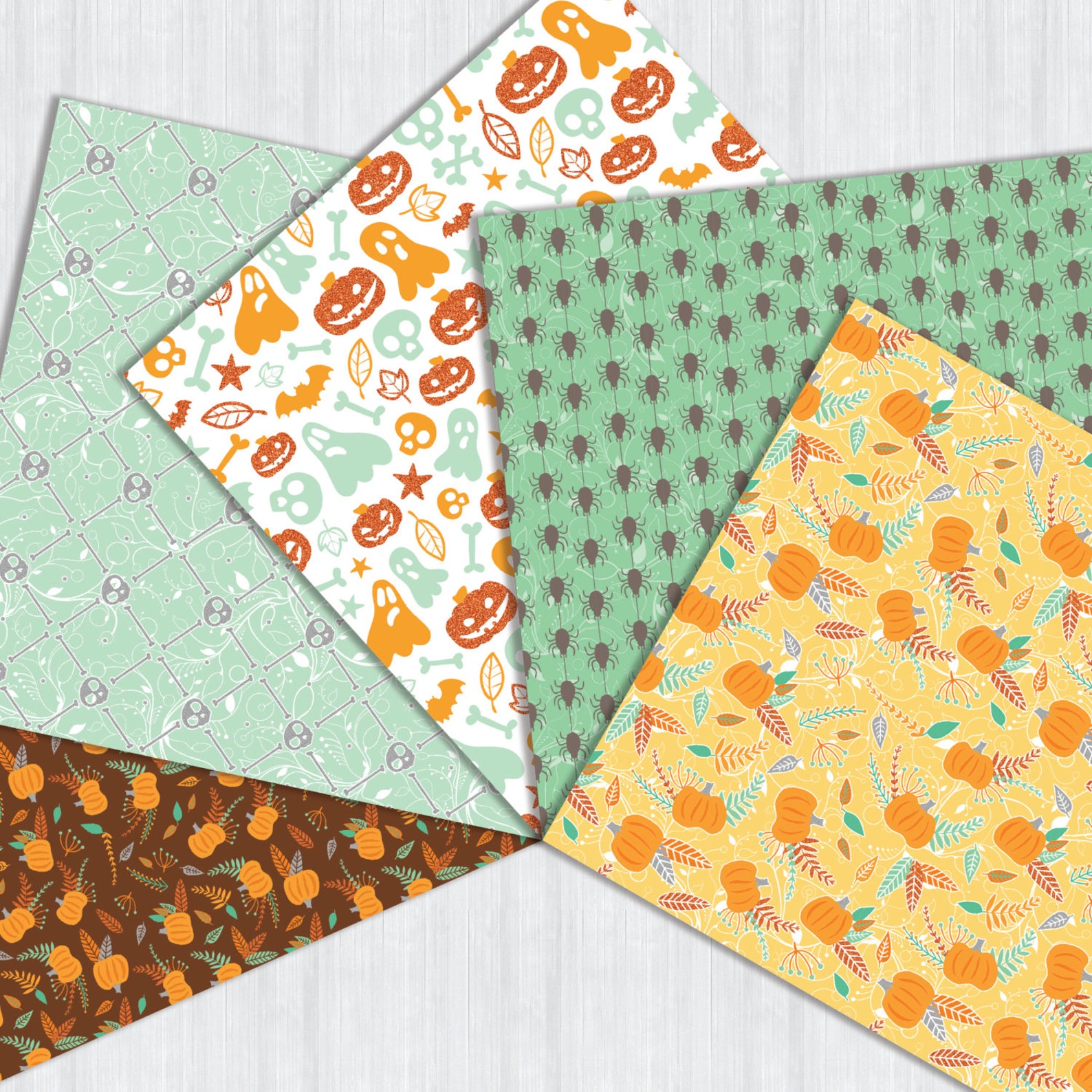 Pumpkin Paper Pack Instant Download Cute Halloween Seamless - Etsy