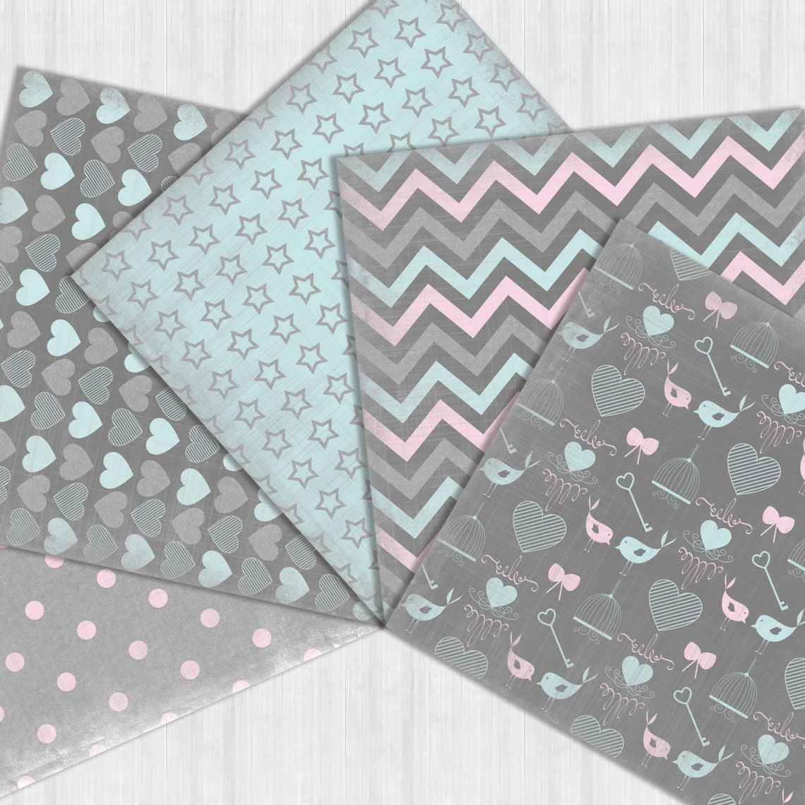 Birds Digital Paper Pack Instant Download Pattern Peony Pink | Etsy