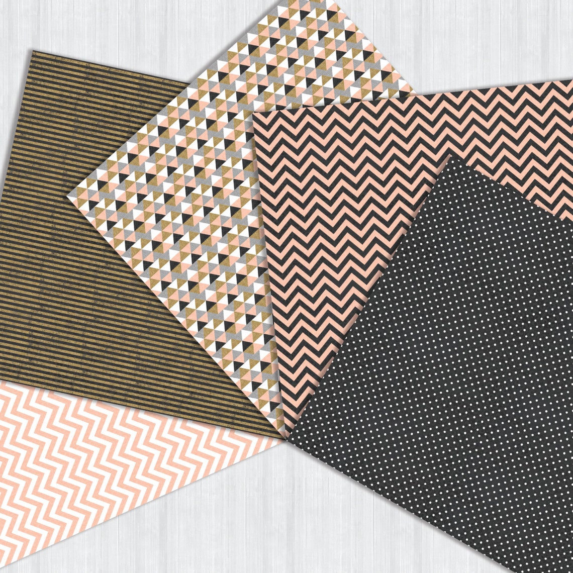 Peach Black Digital Paper Pack Instant Download Pattern White | Etsy
