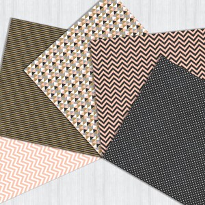 Peach Black Digital Paper Pack Instant Download Pattern White Pink ...