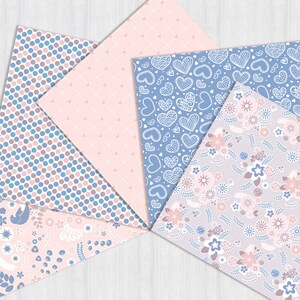 Rose Quartz Serenity Digital Paper Pack Pink Blue Valentine Heart ...