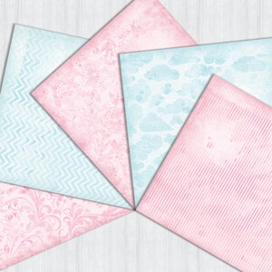 Pastel Watercolor Digital Paper Pack Instant Download Blue Mint White ...