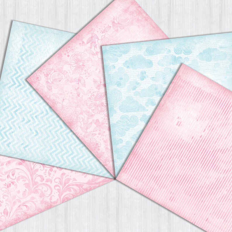 Pastel Watercolor Digital Paper Pack Instant Download Blue - Etsy