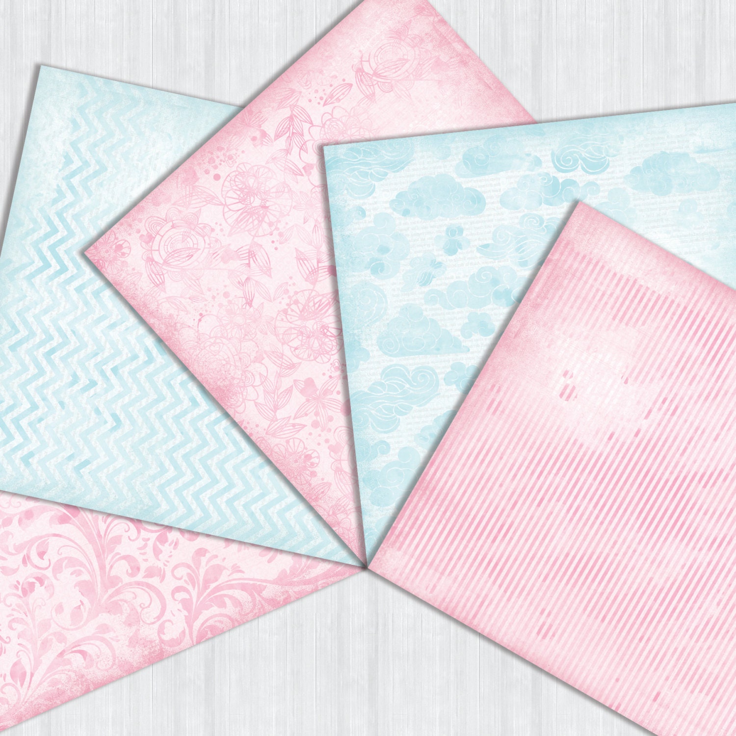 Pastel Watercolor Digital Paper Pack Instant Download Blue - Etsy