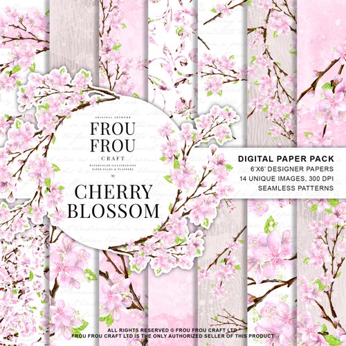 Cherry Blossom Digital Paper Pack Instant Download Spring - Etsy