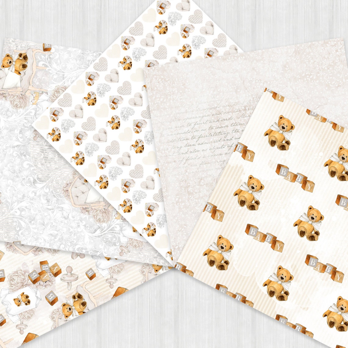 Baby Paper Pack Neutral Baby Nursery Beige Digital Background - Etsy