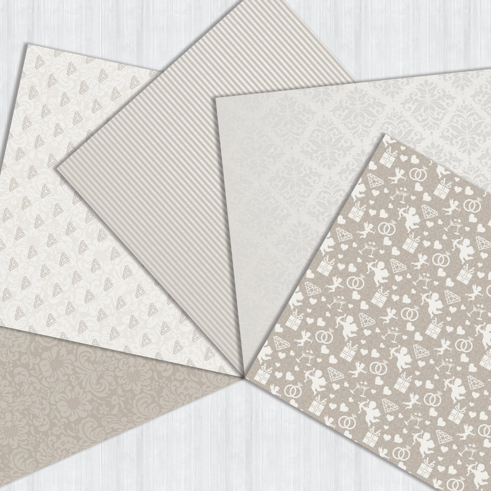 Ivory Wedding Digital Paper Pack Ivory Texture Silver | Etsy