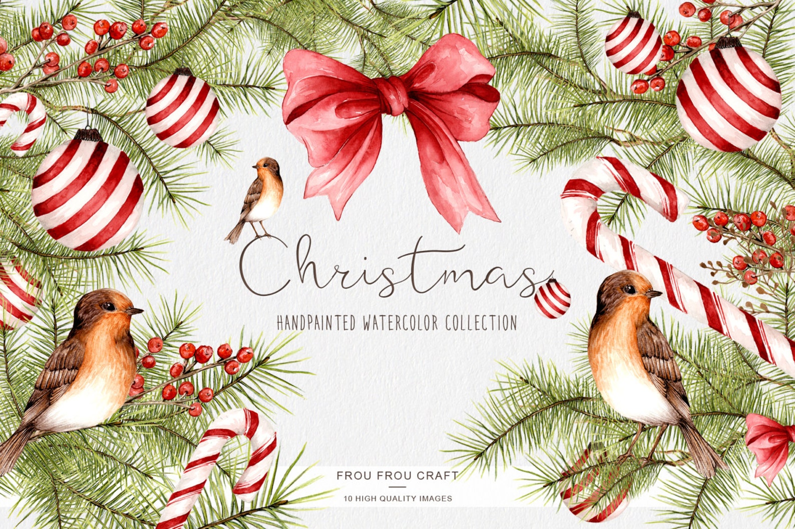 Christmas Clipart Handpainted Watercolor Winter Intant - Etsy