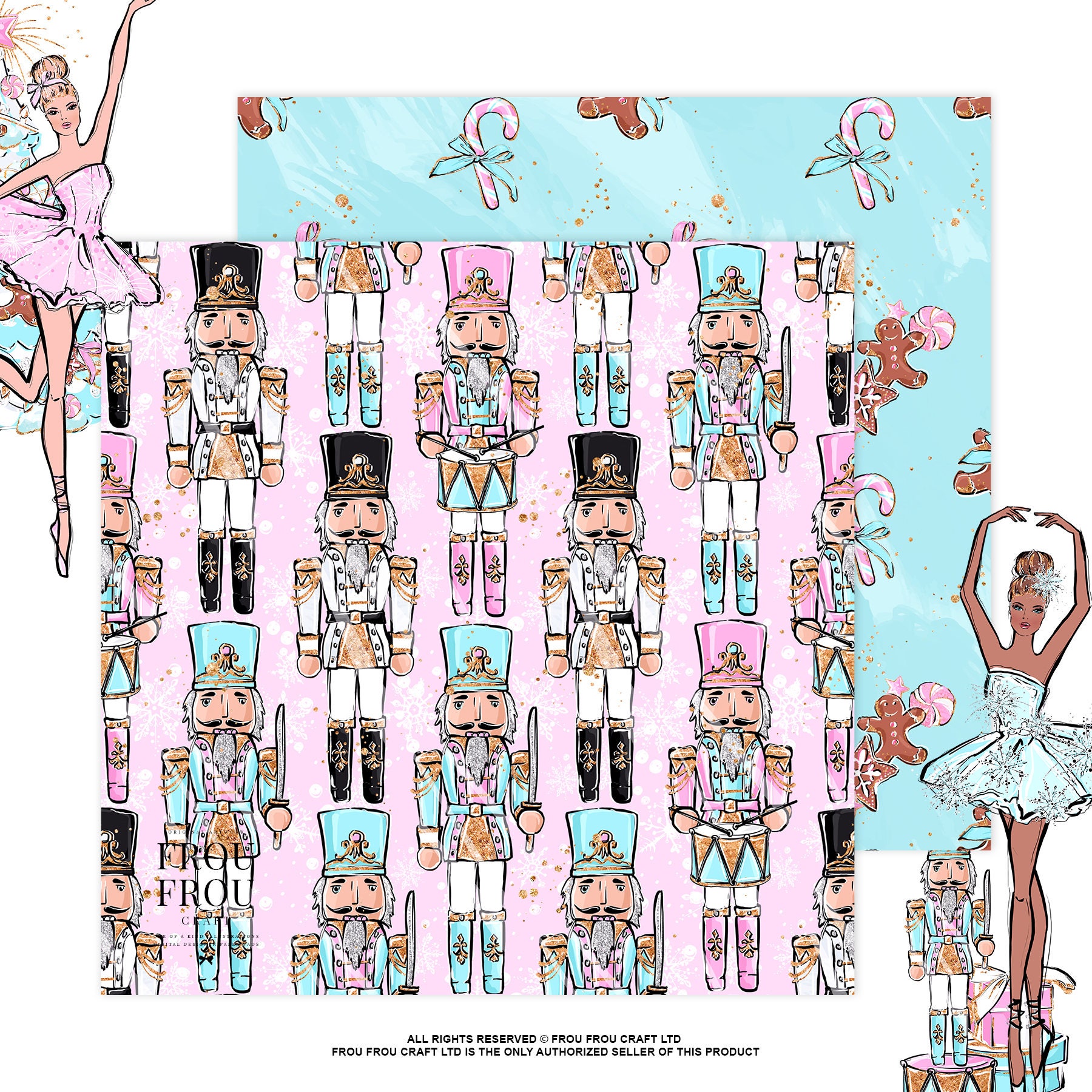 The Nutcracker Digital Paper Pack, Cute Winter Pastel Christmas Xmas ...