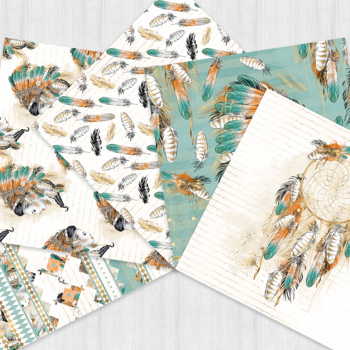 Tribal Paper Pack Native American Digital Backgrounds - Etsy