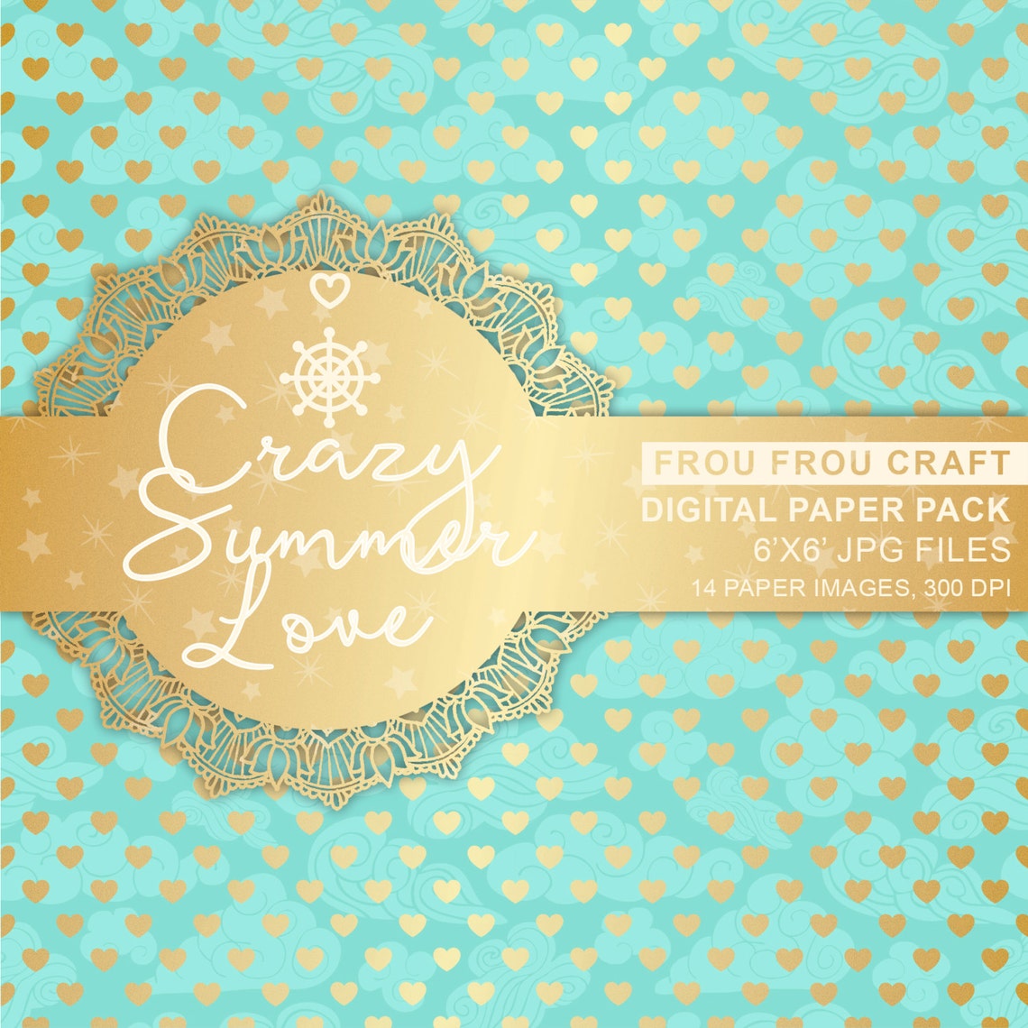 Pink Blue Gold Foil Digital Paper Pack Summer Love Nautical - Etsy