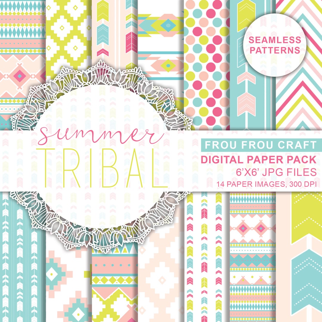 Summer Aztec Digital Paper Pack Instant Download Seamless Pattern Cute ...