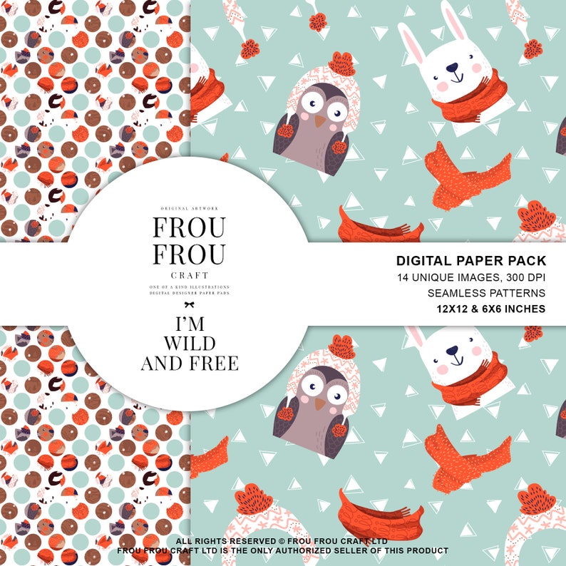 Cute Woodland Paper Pack Nursery Digital Paper Pack Pastel | Etsy