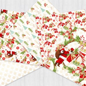 Christmas Paper Pack Santa Digital Backgrounds Xmas Scrapbook Papers ...