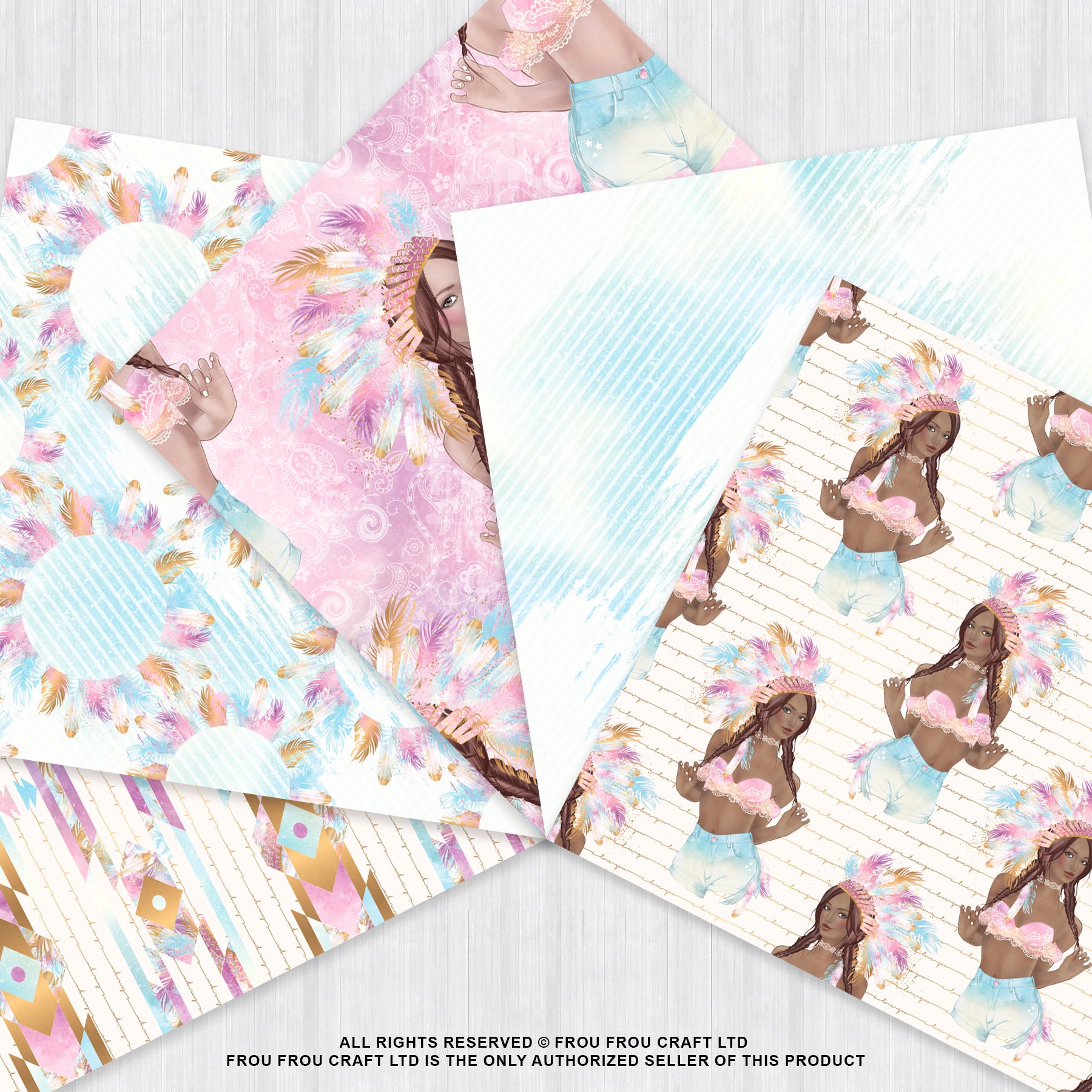 Boho Paper Pack Tribal Digital Boho Chic Wallpaper Native American ...