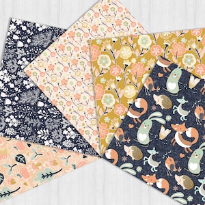 Animals Digital Paper, Fox Bear Owl Repeatable Pattern, Forest Digital ...