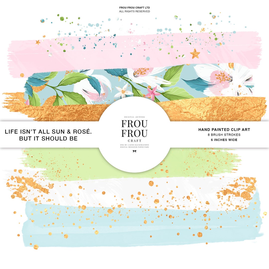 Summer Color Palette, Rose Gold Pastel Brush Strokes, Pink Mint Floral ...