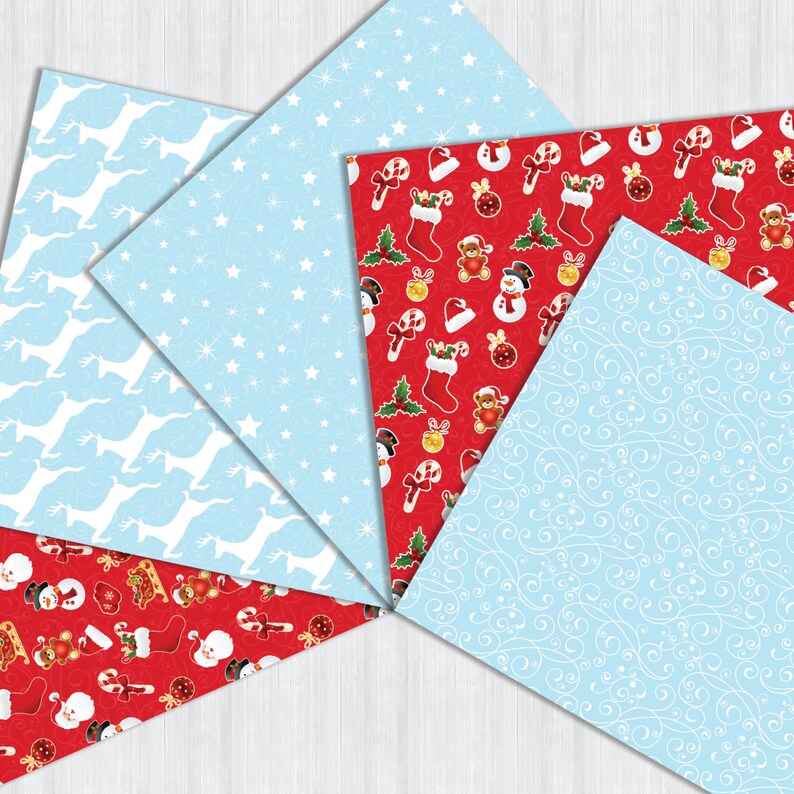 Cute Christmas Digital Paper Pack Instant Download Santa - Etsy