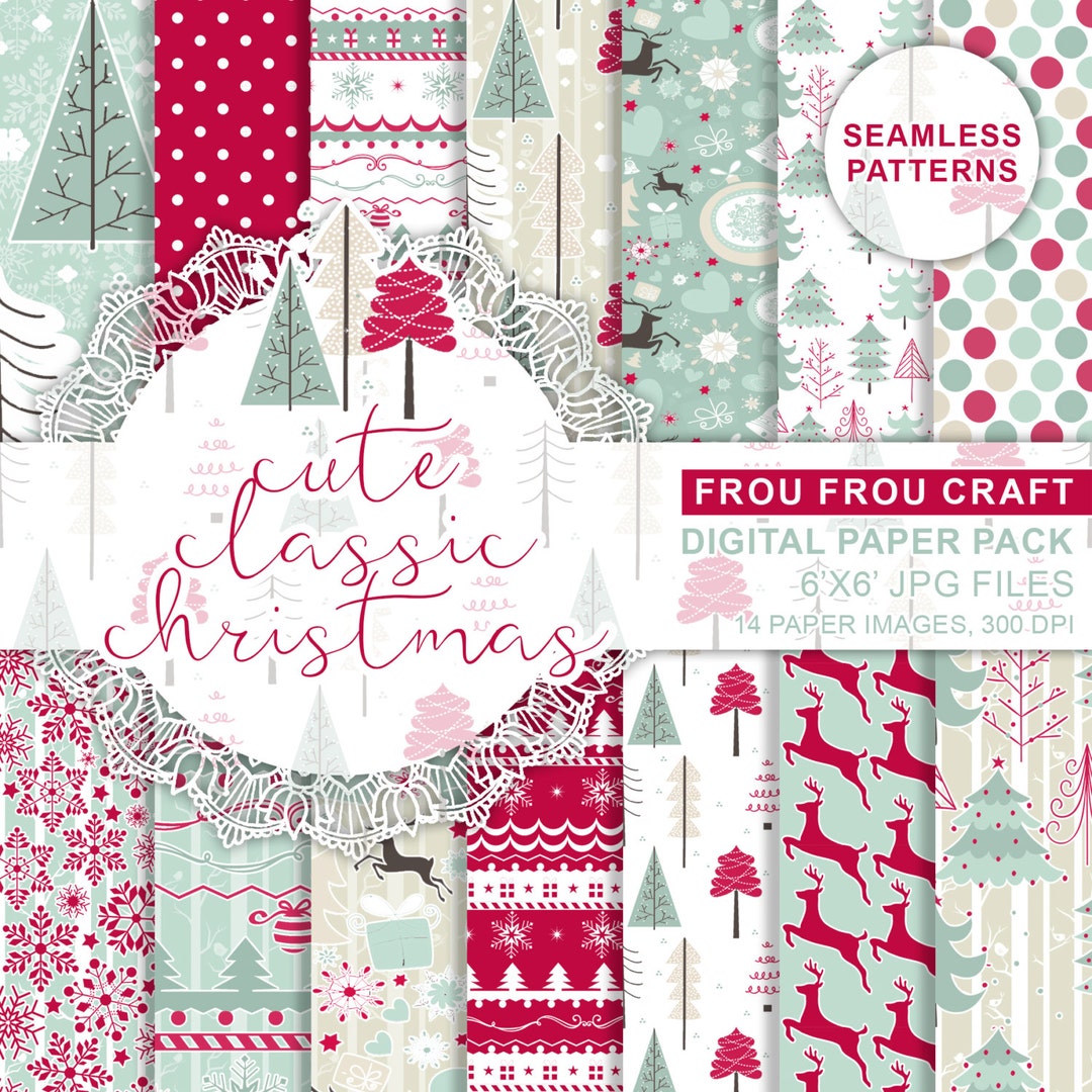 Christmas Digital Paper Pack, Seamless Pattern, Seasonal Digital ...