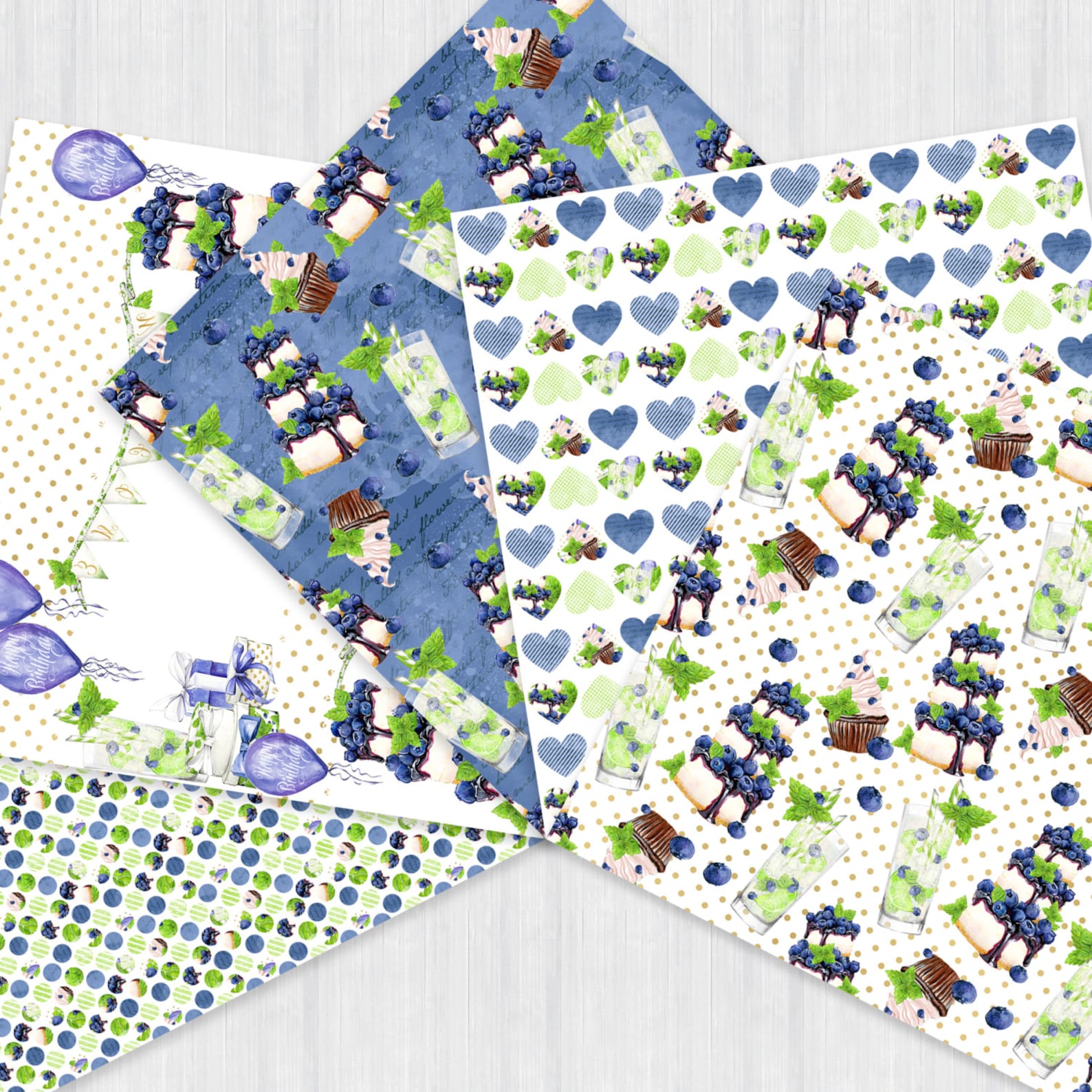 Birthday Paper Pack Happy Birthday Scrapbook Papers Party Theme Digital ...