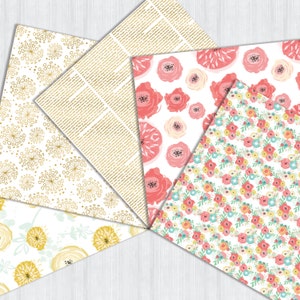 Colorful Spring Flowers Digital Paper Pack Instant Download Bloom Gold ...