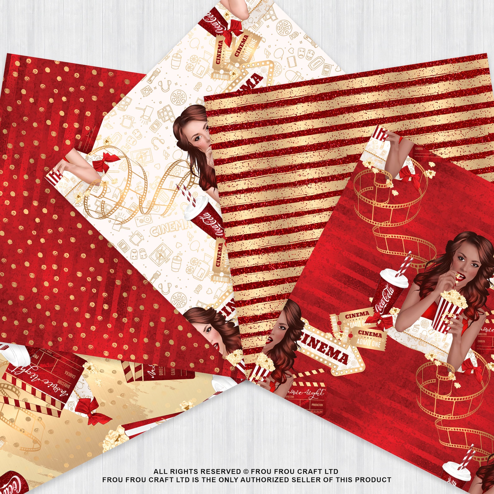 Movie Night Paper Pack Hollywood Digital Paper Pack Cinema | Etsy