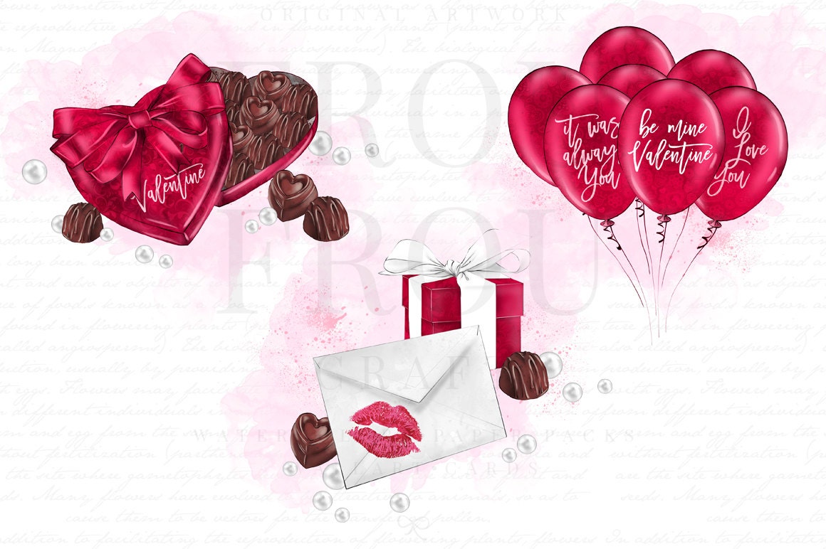 Valentines Clipart Love Clip Art Romantic Red Love Letters - Etsy