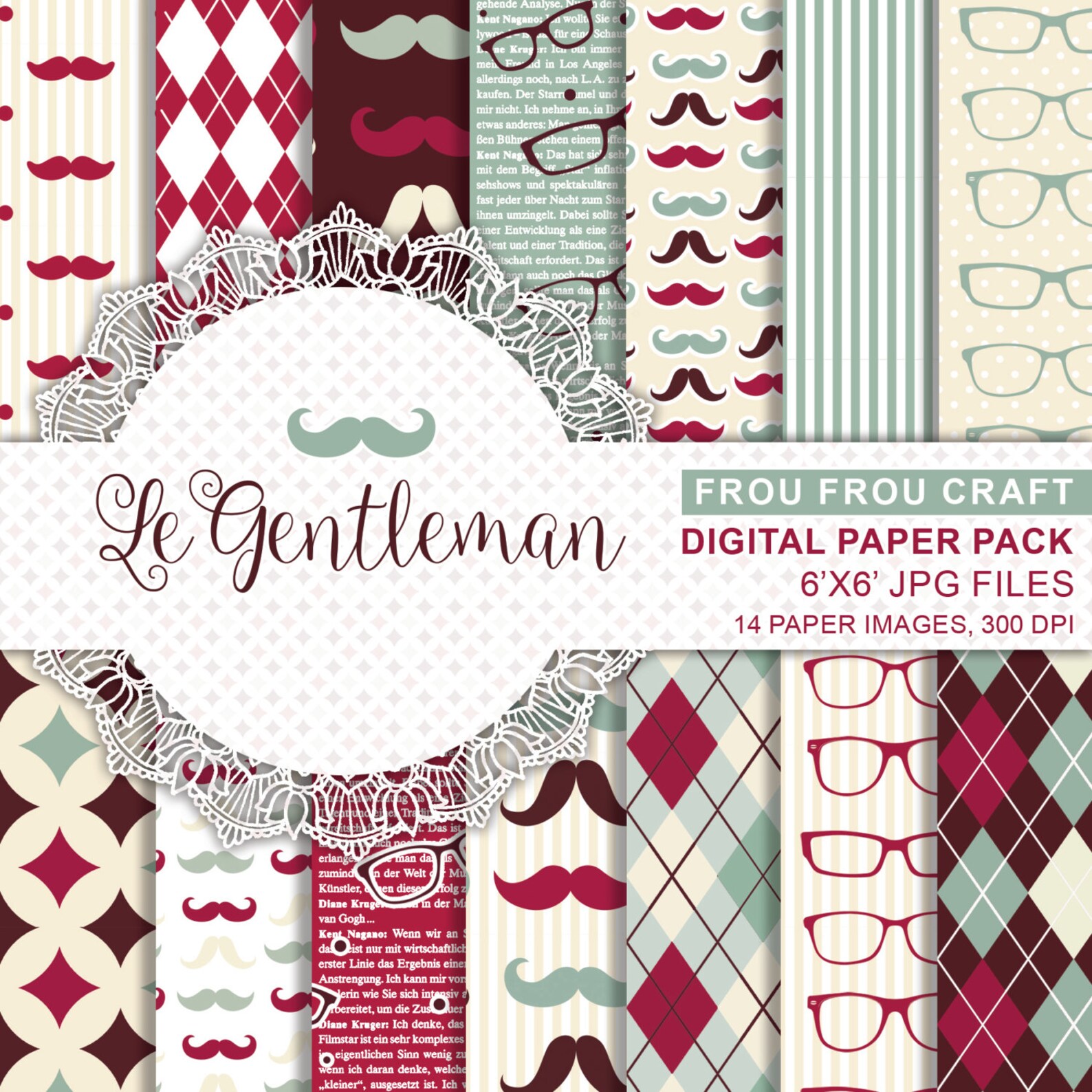 Father Gift Wrapping Paper Hipster Digital Paper Gentleman | Etsy