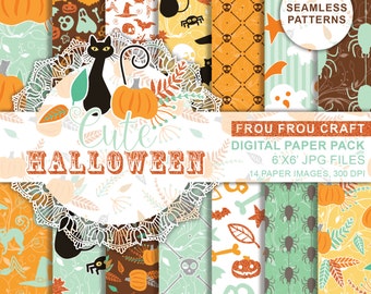 Fall Digital Paper Pack Instant Download Autumn Seamless Cute | Etsy