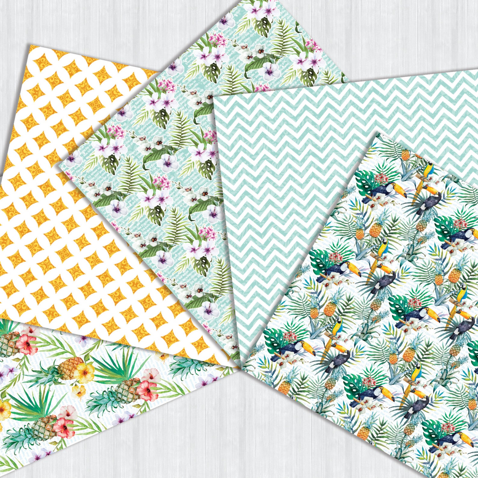 Tropical Summer Digital Paper Pack Instant Download Hawaii | Etsy UK