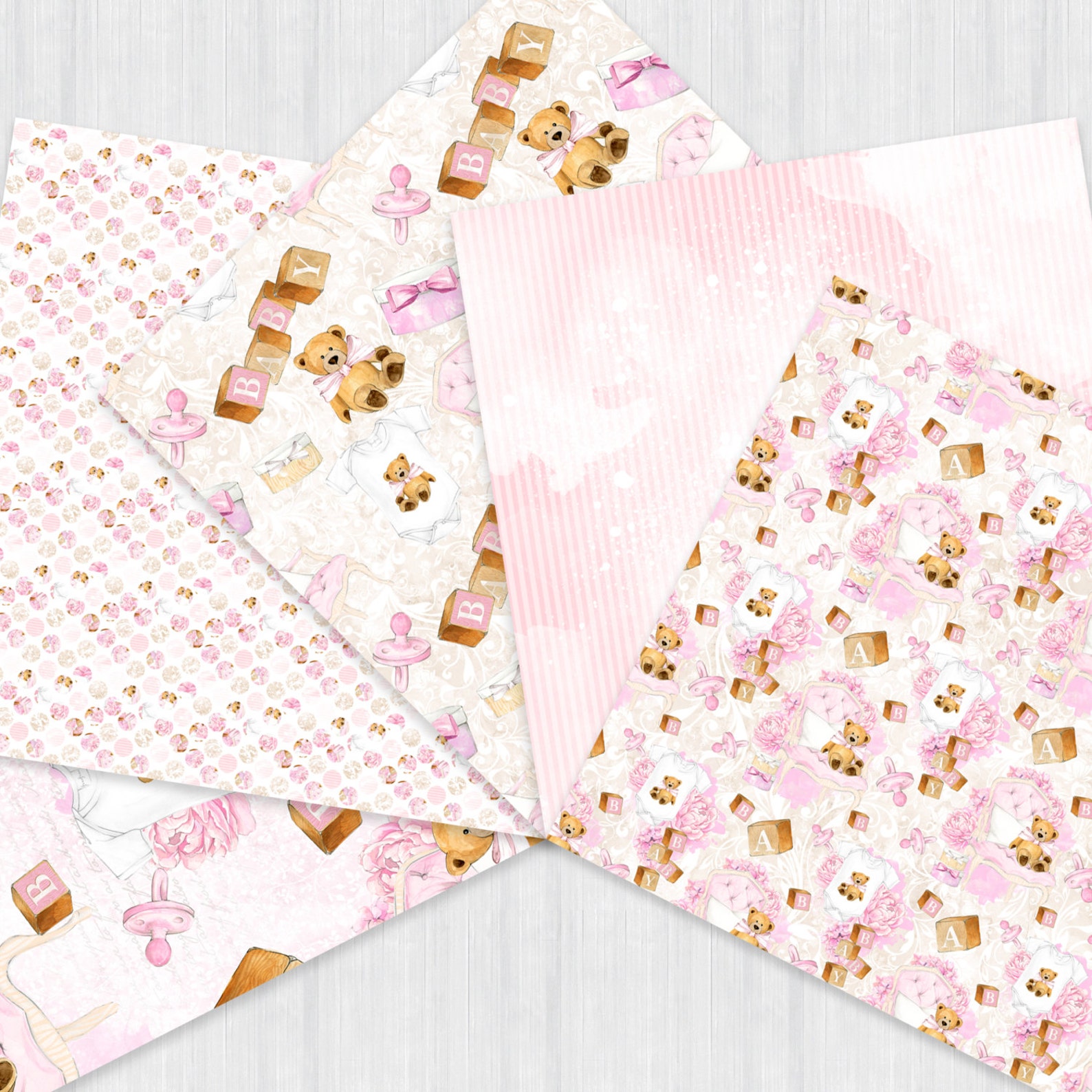 Baby Paper Pack Baby Girl Scrapbook Nursery Background Pink - Etsy