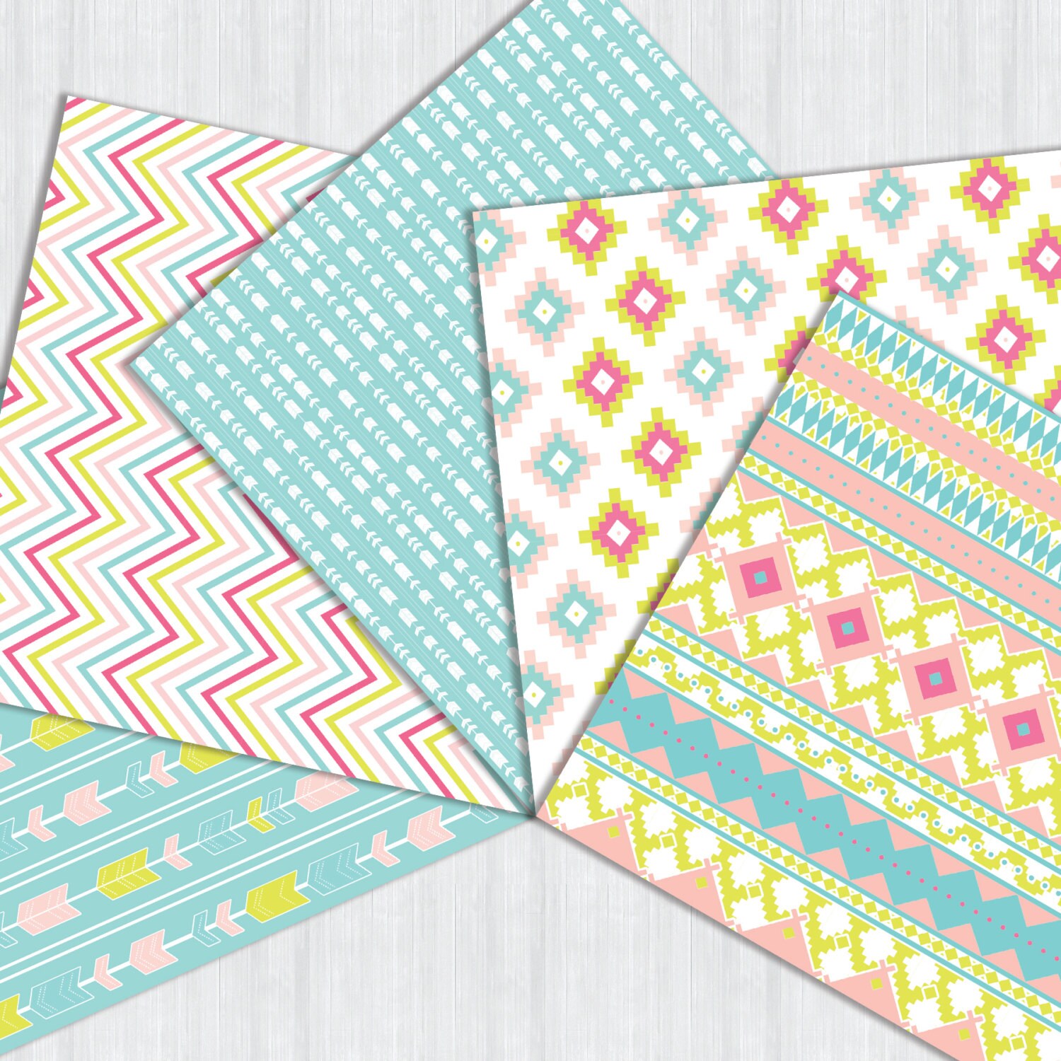 Summer Aztec Digital Paper Pack Instant Download Seamless Pattern Cute ...
