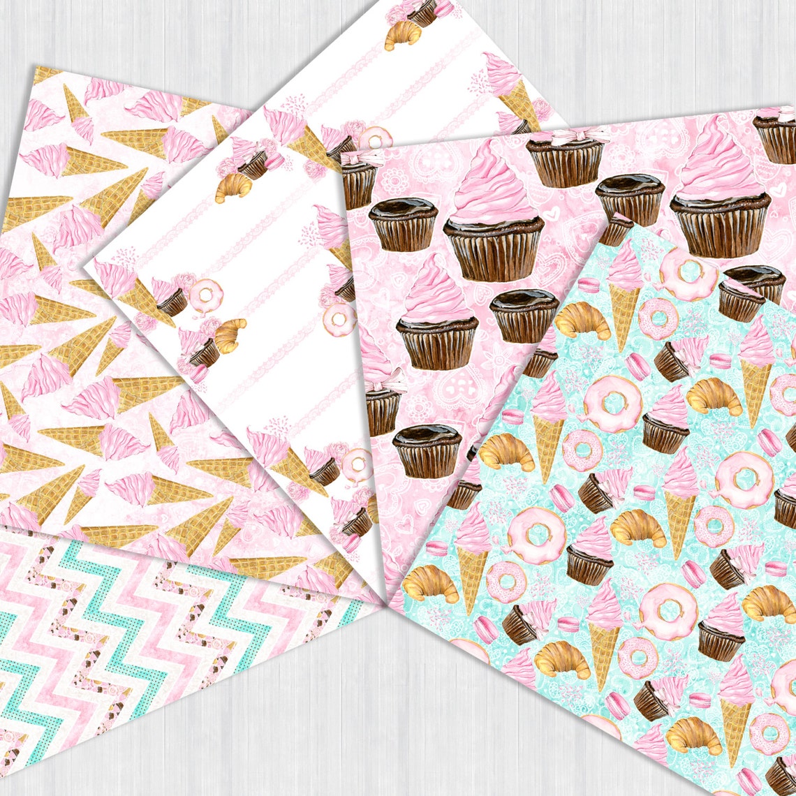 Bakery Digital Paper Pack Watercolor Desserts Seamless - Etsy