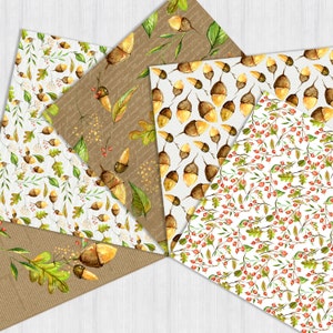 Forest Digital Paper Pack Instant Download Green Red Beige Yellow Brown ...