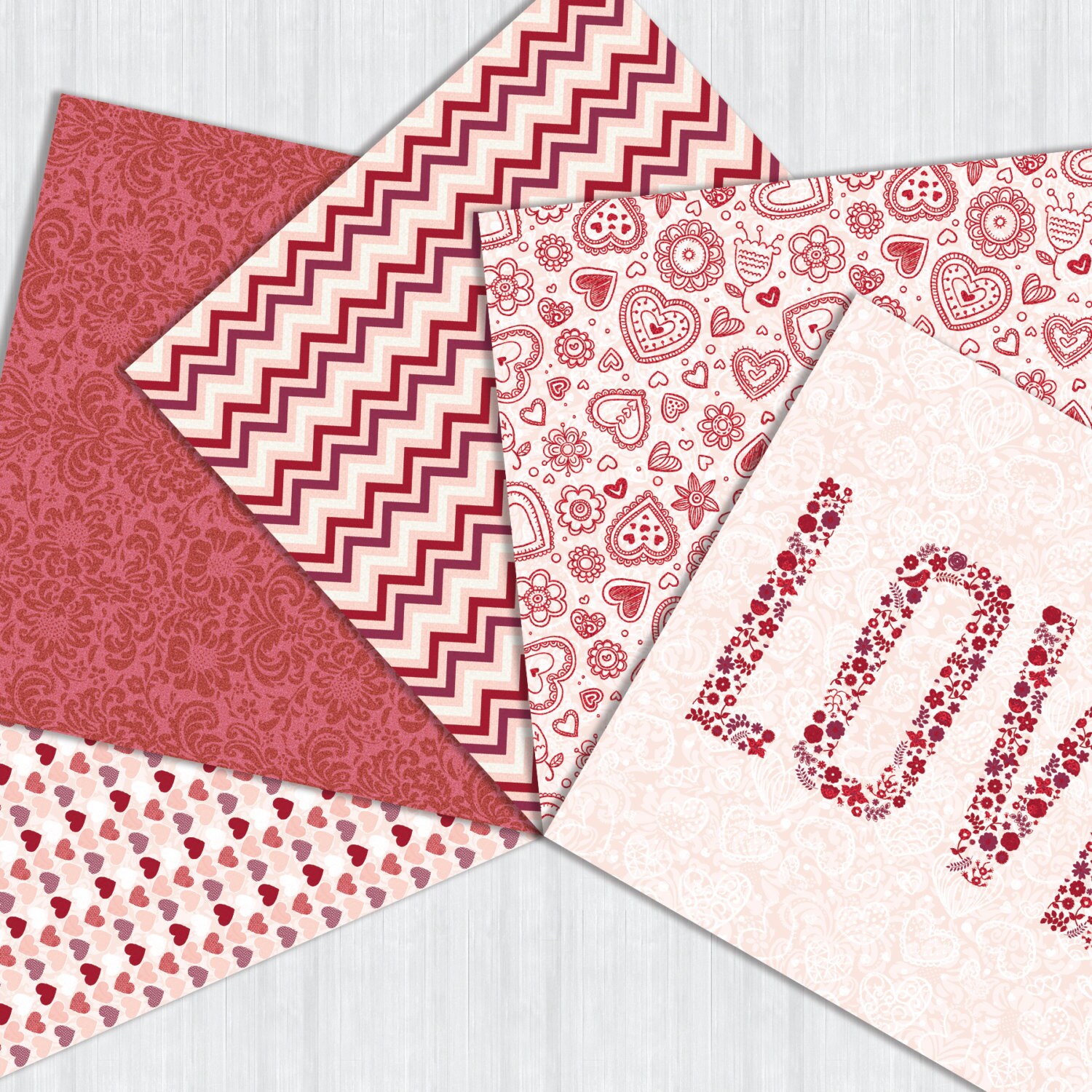 Hearts Valentine Love Digital Paper Love Valentine Printable - Etsy