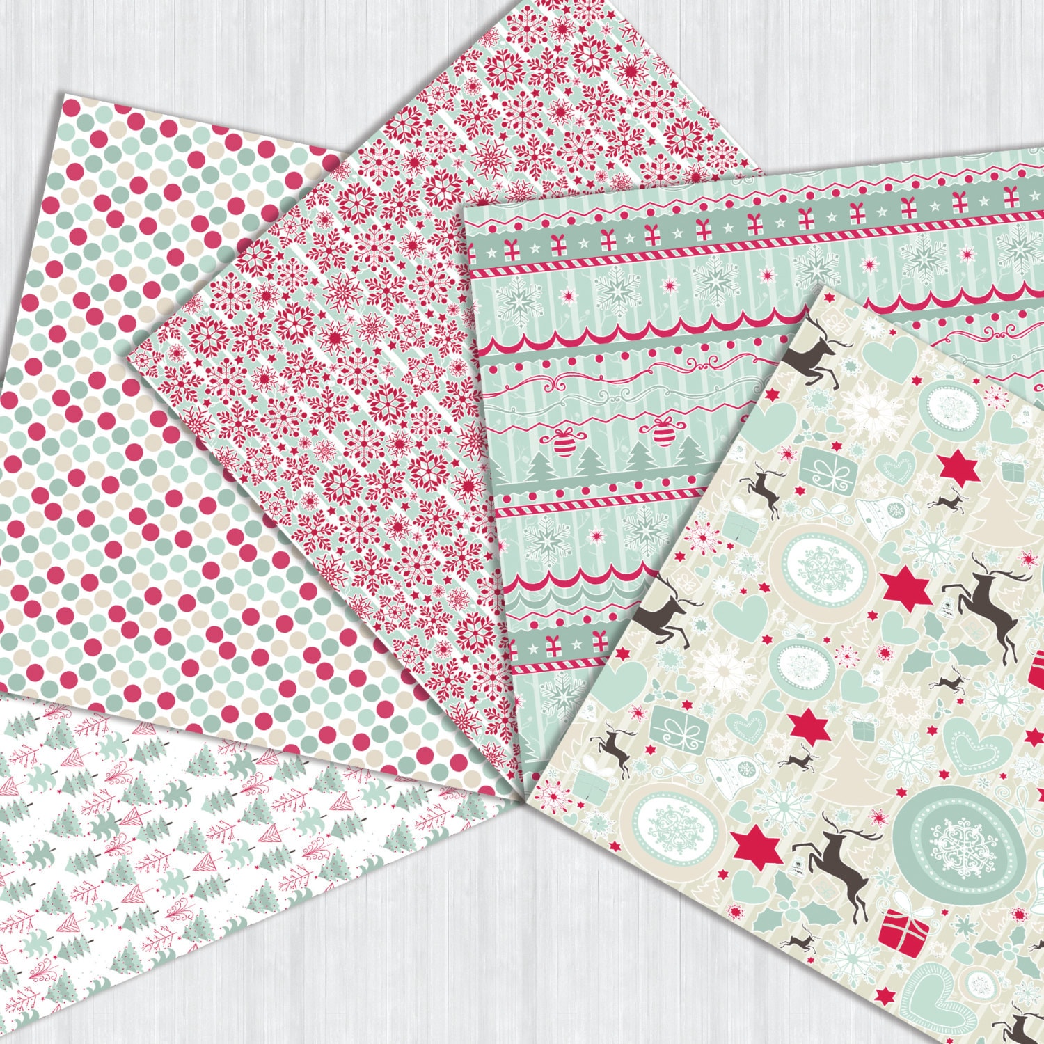 Paquete de papel digital de Navidad patrón sin costuras | Etsy