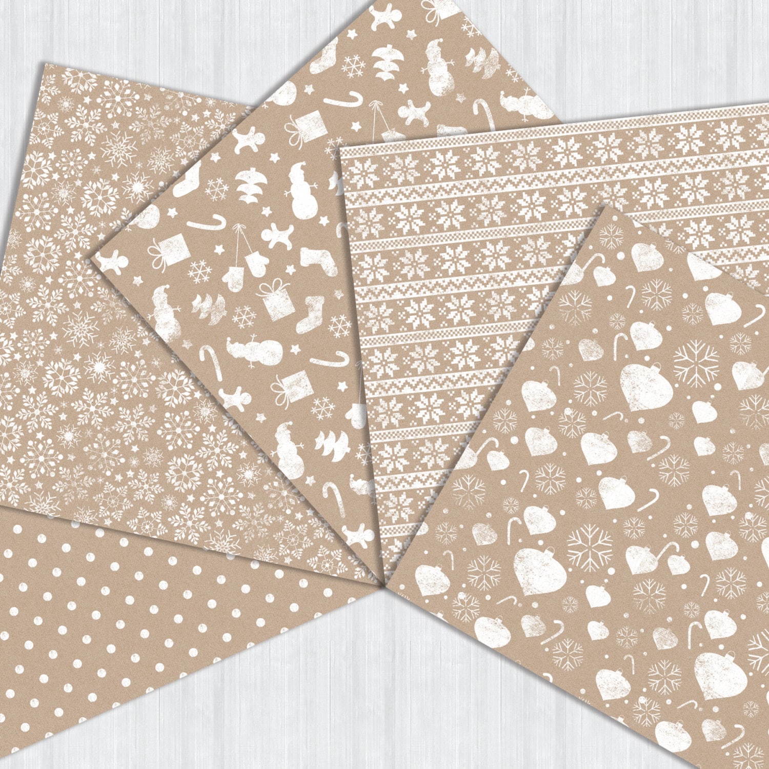 Kraft Paper Christmas Digital Paper Pack Instant Download - Etsy