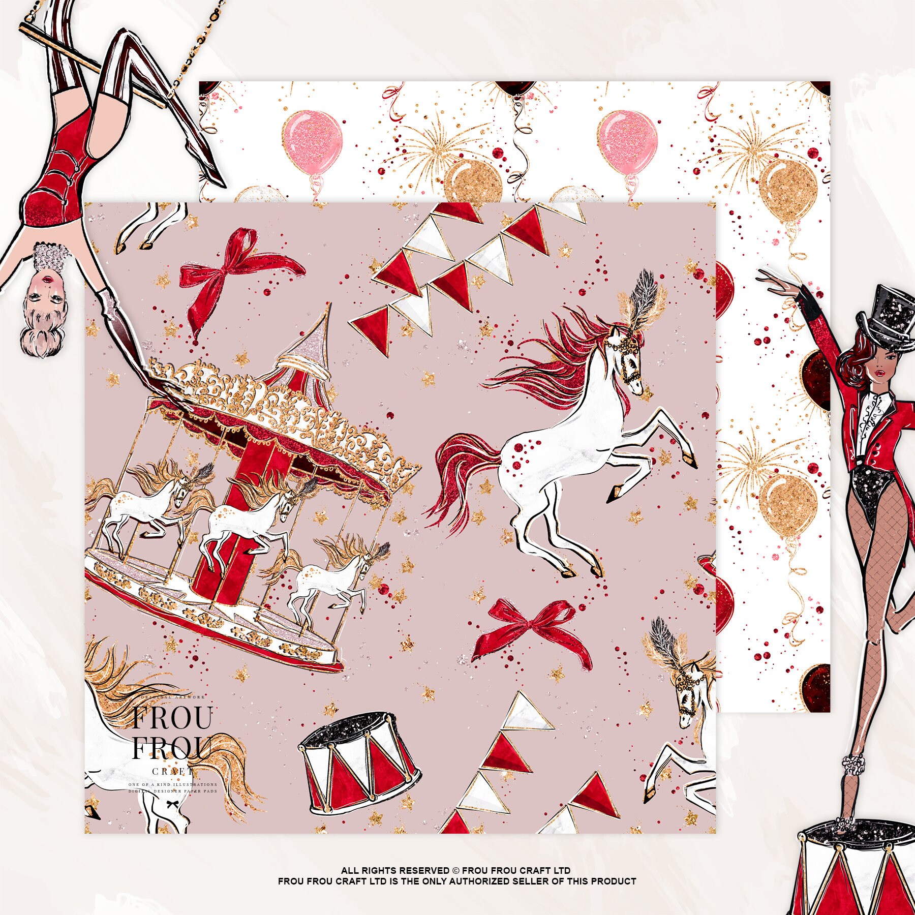 Circus Paper Pack Carnival Digital Paper Pack Halloween - Etsy