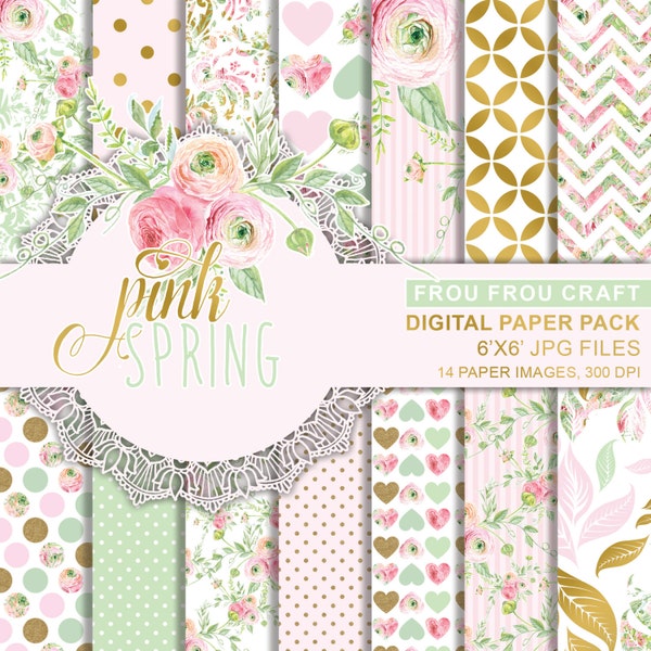 Flower Digital Paper - Etsy