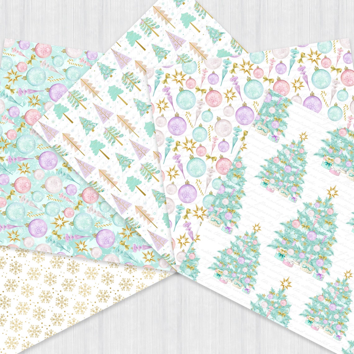 Christmas Paper Pack Christmas Digital Backgrounds Xmas Tree Scrapbook ...